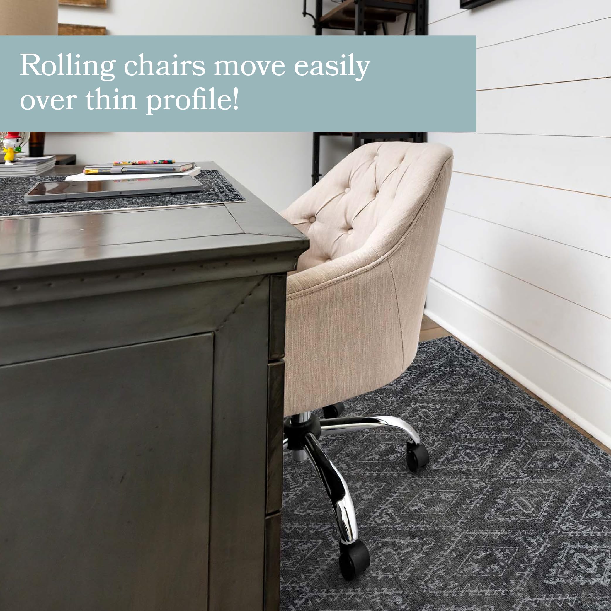 Carolina Creekhouse Melissa FloorFlat (057825UA) | Decorative Vinyl Floor Covering | Lay Flat | Durable | No Curling Edges | Waterproof | Easy Clean | Wipeable | Eco-Friendly | 2x3 Mat|Grey