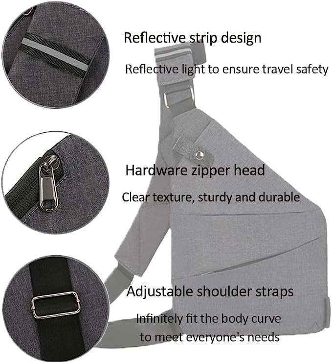 Personal Flex Bag,Anti-thief Slim Sling Bag Personal Pocket Bag,Multipurpose Crossbody Backpack for Outdoor Travel (Black Right Hand)
