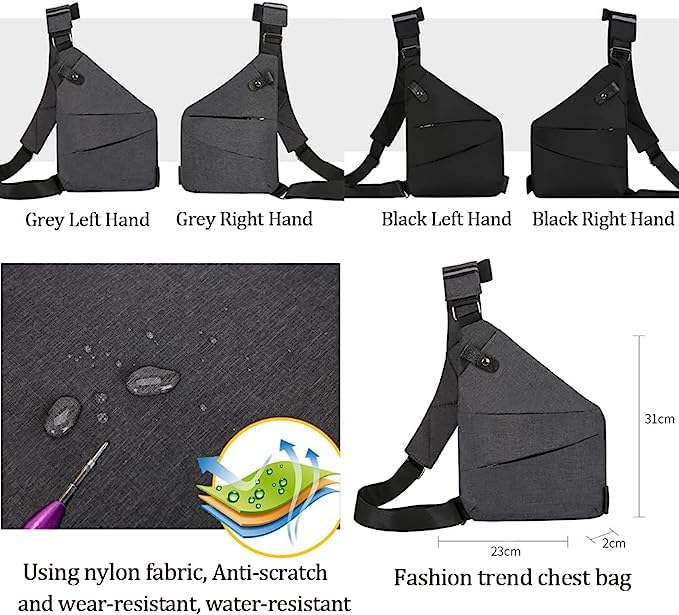 Personal Flex Bag,Anti-thief Slim Sling Bag Personal Pocket Bag,Multipurpose Crossbody Backpack for Outdoor Travel (Black Right Hand)