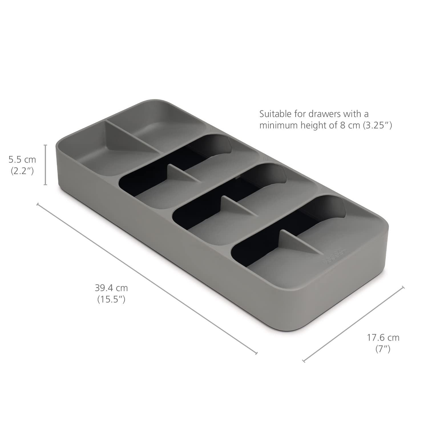 Joseph Joseph DrawerStore Compact Cutlery Organizer Kitchen Drawer Tray, Large, Gray