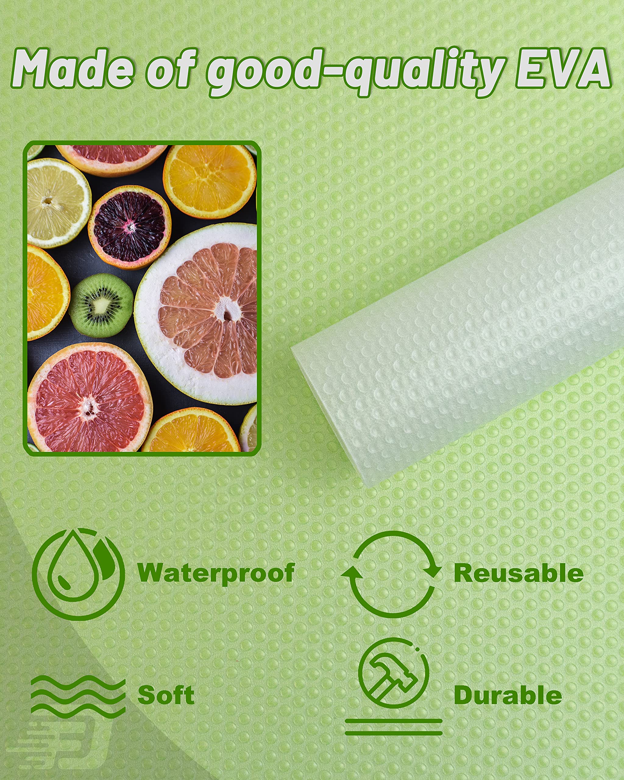 Refrigerator Liners, 12 Pcs Shelf Liners for Kitchen Cabinets, Washable Fridge Liner, Plastic Kitchen Drawer Liner
