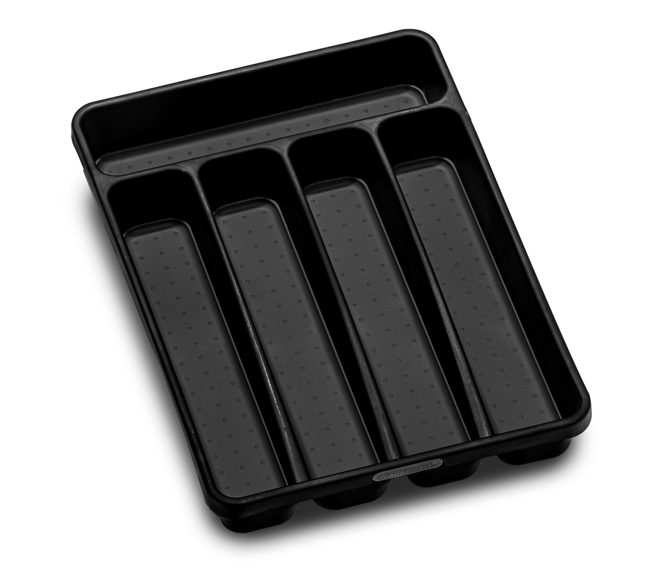 madesmart Classic Mini Silverware Tray Soft Grip, Non-Slip Kitchen Drawer, Multi-Purpose Home Organization, BPA Free, 5 Compartments, Carbon