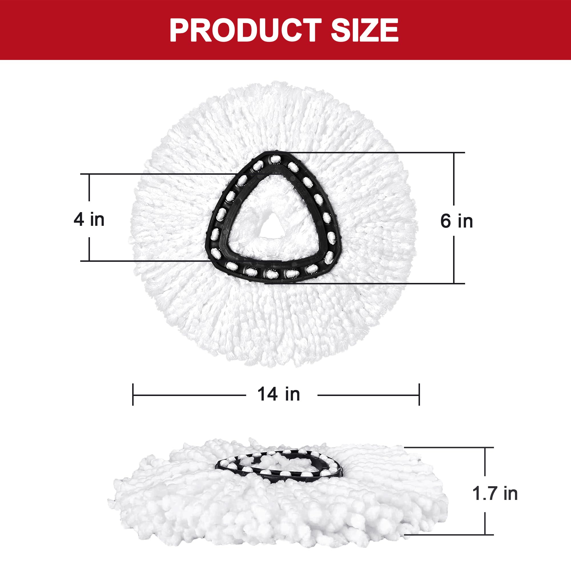 3 Pack Mop Replacement Heads for O-Ceda EasyWrin Spin Mop, Microfiber Spin Mop Refills, Easy Cleaning Mop Head Replacement