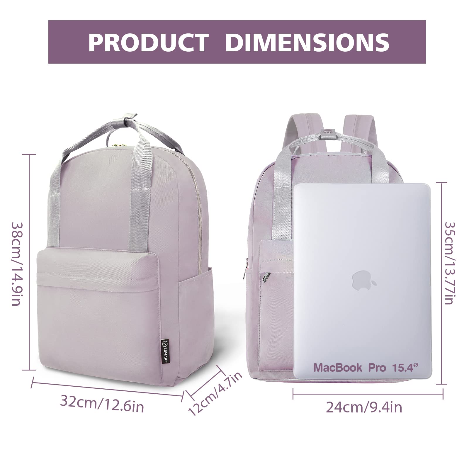 ZOMAKE Backpack with Laptop Compartment for Girls Women, College, School, Work&Travel Waterptoof Bag