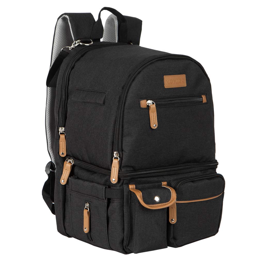 MOMIGO Breast Pump Backpack - Cooler and Moistureproof Bag Double Layer for Mother Outdoor Working Backpack with 13 Inch Laptop Compartment Fit Most Breast Pumps(Black)