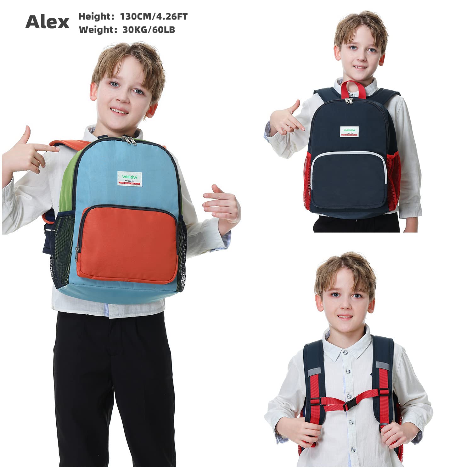 willikiva Waterproof Backpack for School Kids Backpack Bookbag Girls Boys Lightweight Travel Bag (Blue)