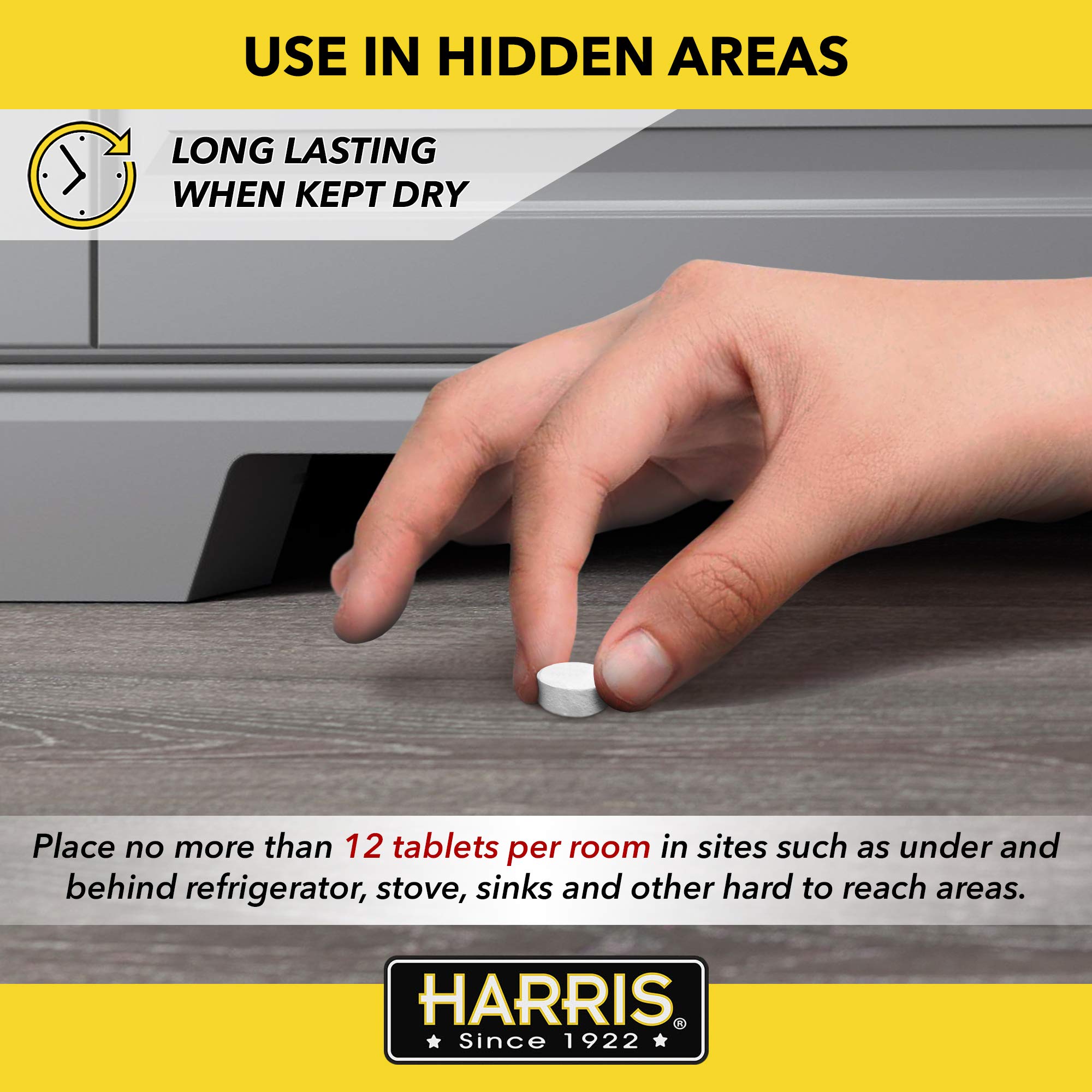Harris Roach Tablets, Boric Acid Roach Killer with Lure, Alternative to Bait Traps (6oz, 145 Tablets)