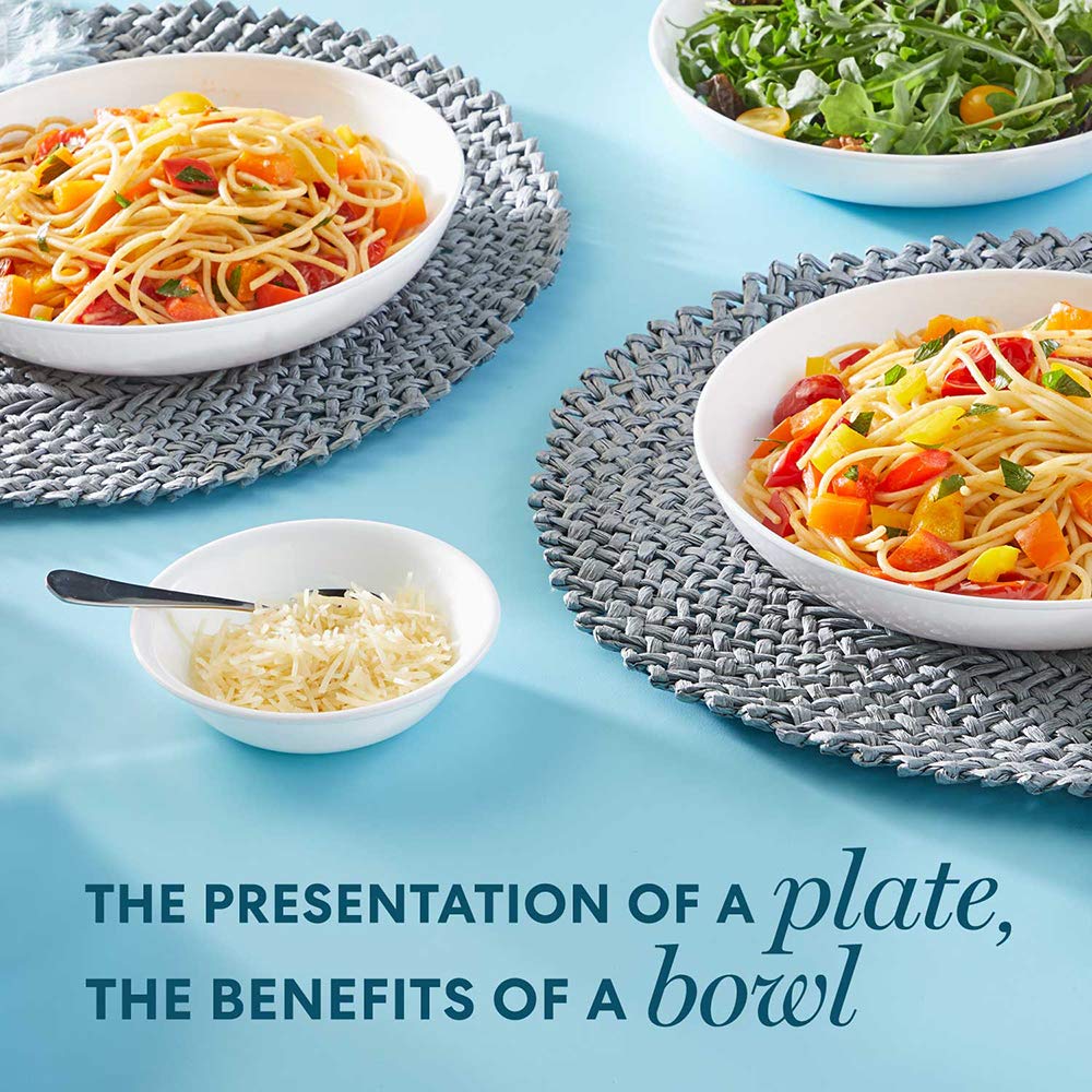 Corelle 4-Pc Versa Bowls for Pasta, Salad and More, Service for 4, Durable and Eco-Friendly 30-Oz , Compact Stack Bowl Set, Microwave and Dishwasher Safe, White