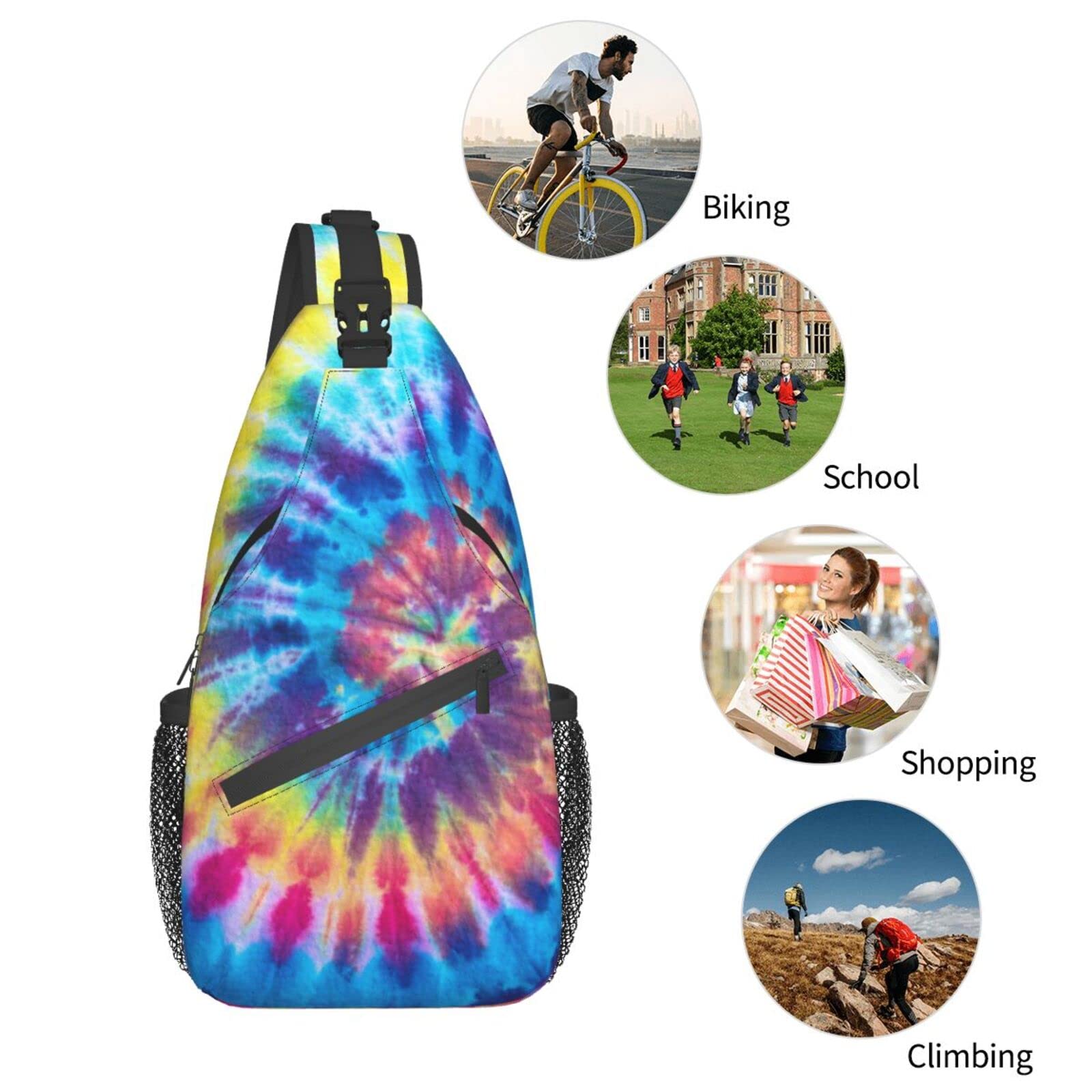 Tie Dye Sling Backpack Leisure Oblique Cross Chest Bag For Men Women,Durable Adjustable Gym Bag Cycling Traveling Hiking Daypack