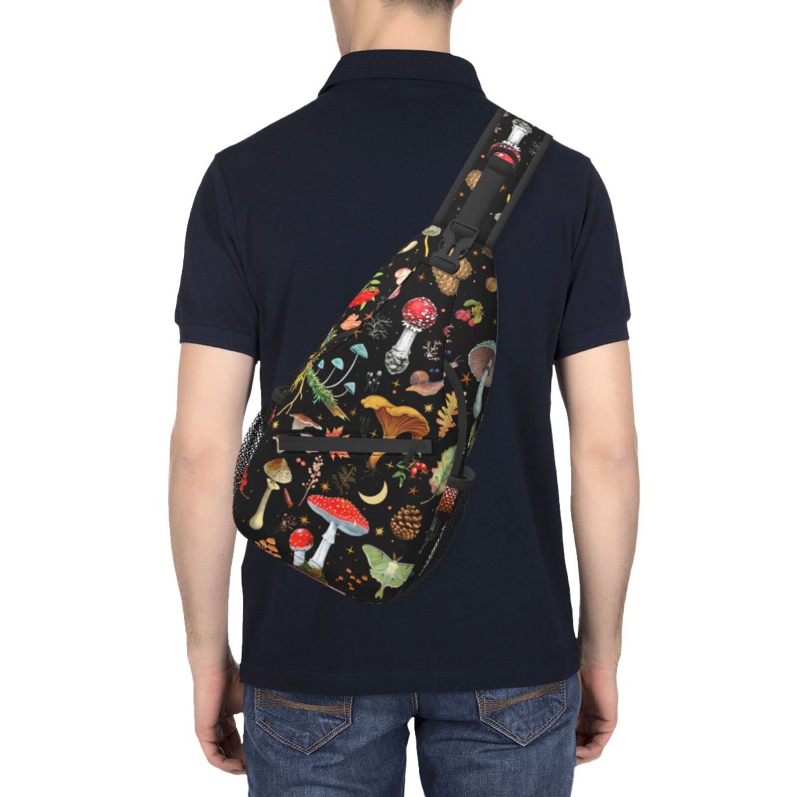 Mushroom Sling Backpack,Mushroom Gifts Crossbody Bag For Women Men Sling Bag Travel Hiking Shoulder Chest Bag Daypack Unisex
