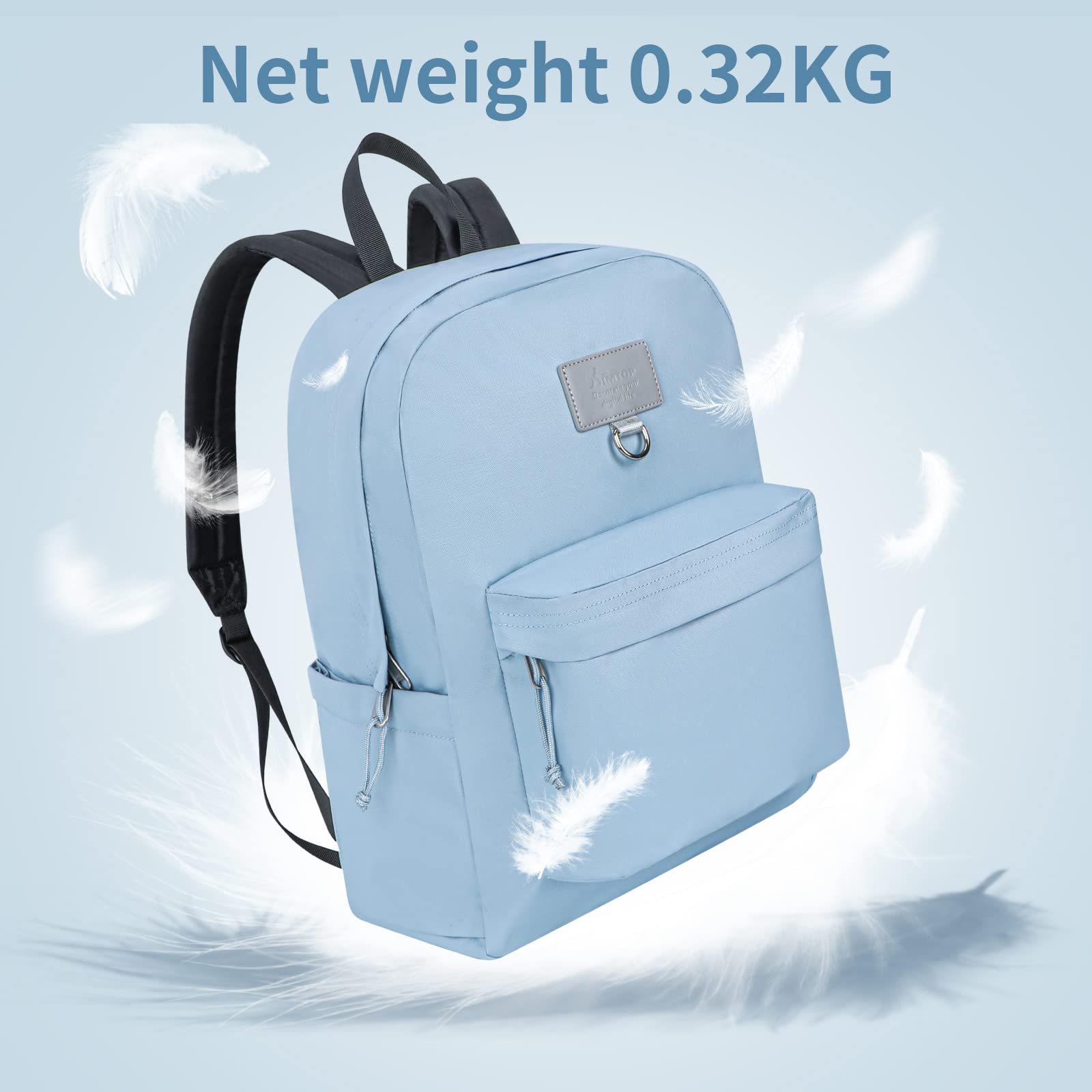 SIMTOP Casual Daypack Backpacks School Bookbag, Lightweight Travel Backpack Durable Polyester Fabric for School Work Travel, YKK Zipper Water Resistant Daypack.Black Backpacks