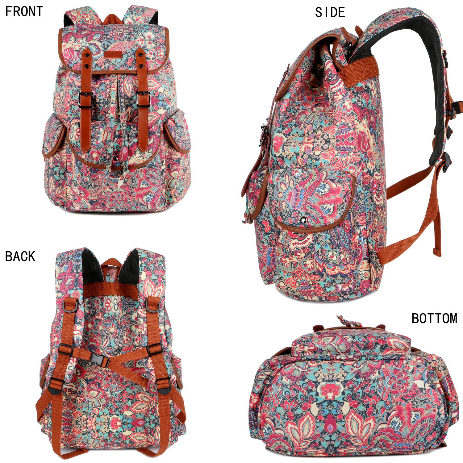 Large Women Laptop Backpack 15.6 inch College School Backpack Travel Hiking Backpack With Free Toiletry bag CN-01 (HS)