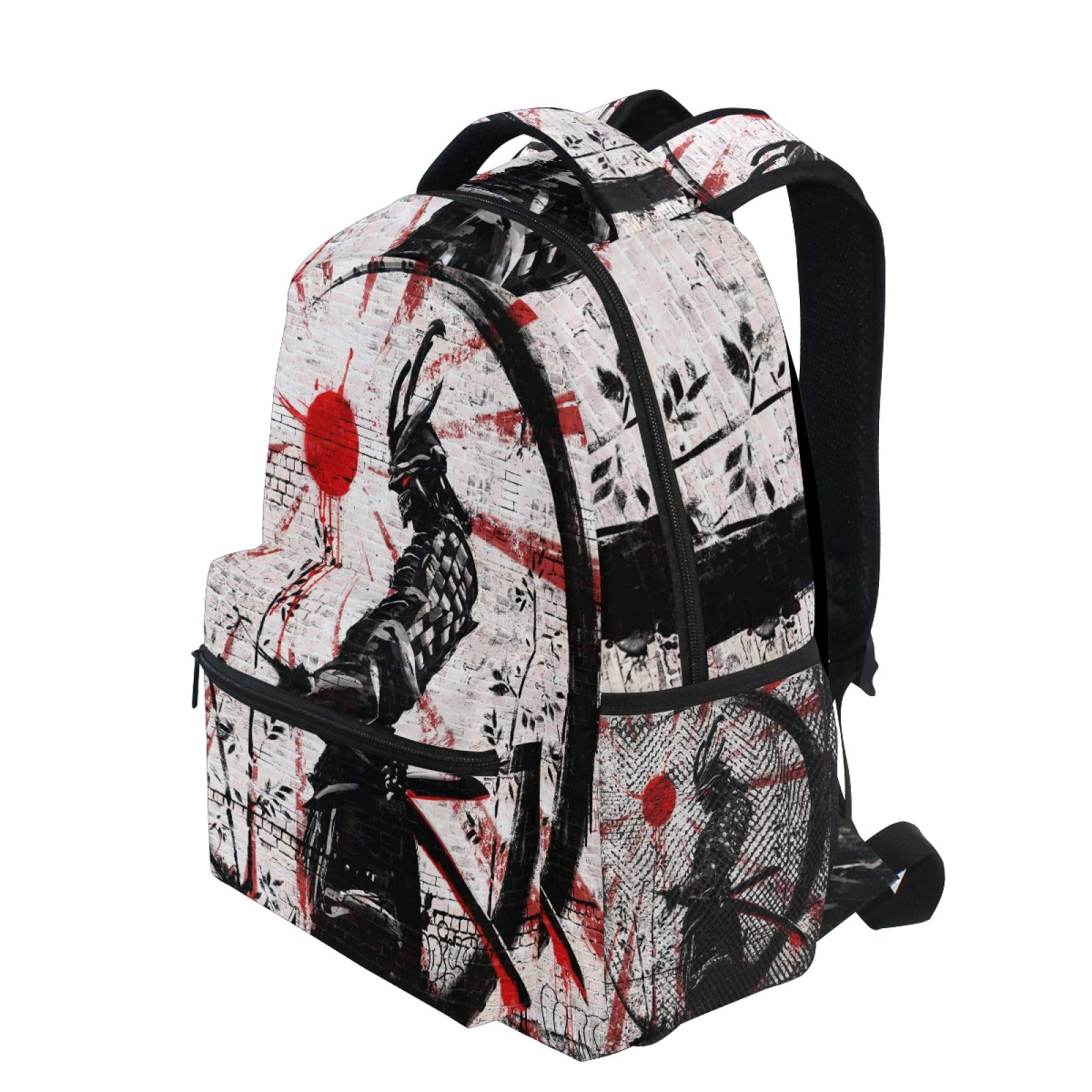 Backpack Japanese Samurai School Shoulder Bag Large Waterproof Durable Bookbag Laptop Daypack for Students Teens Girls Boys Elementary
