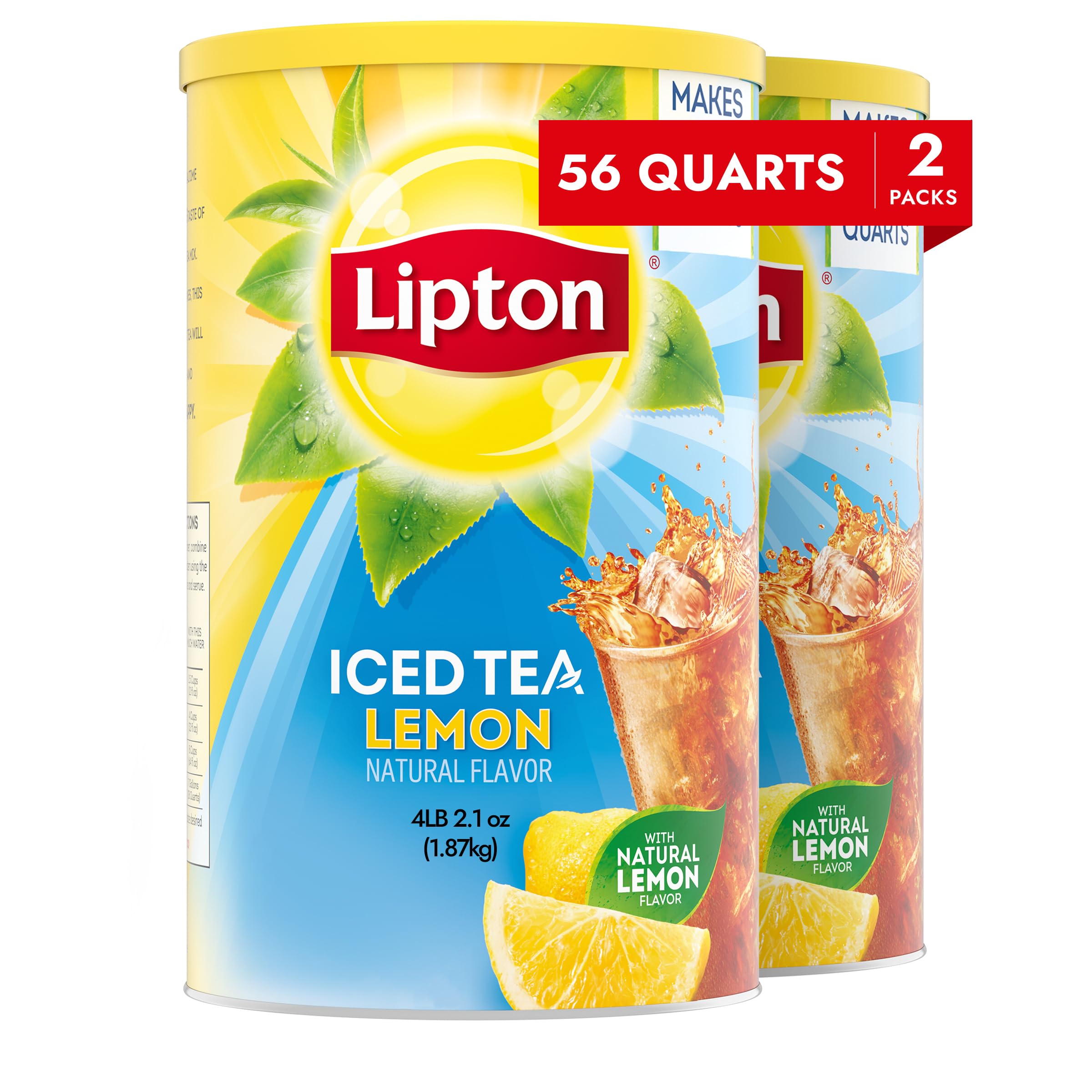Lipton Iced Tea Mix, Lemon, Makes 28 Quarts (Pack of 2)