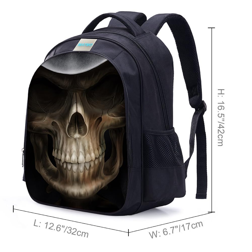 MATMO Skull Backpack Cool Halloween Cartoon Kids Backpack for Boys Bookbag School Bag
