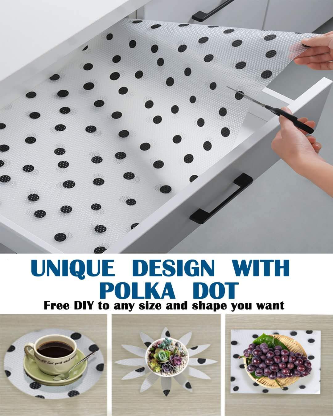 Shelf Liner for Kitchen Cabinets Non-Adhesive Drawer Liner Non-Slip Refrigerator Liner Waterproof Fridge Pad Cupboard Mat Easy Placemats, Ideal for Wire Pantry Bathroom, 17.7"×47.2"