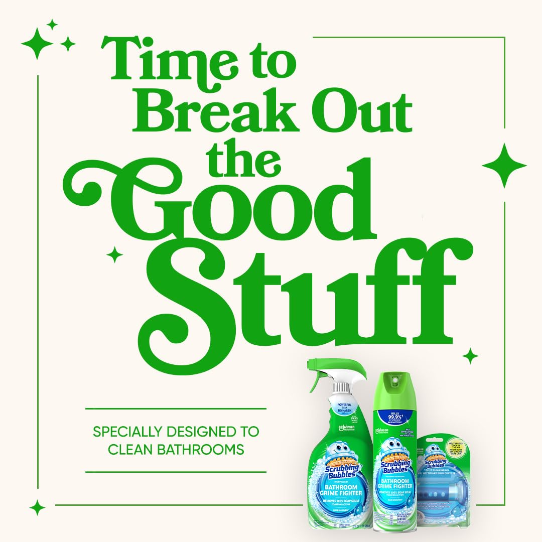 Scrubbing Bubbles Toilet Bowl Cleaning Gel Starter Kit, Includes Dispenser and Gel, Glade Rainshower Scent, 6 Stamps