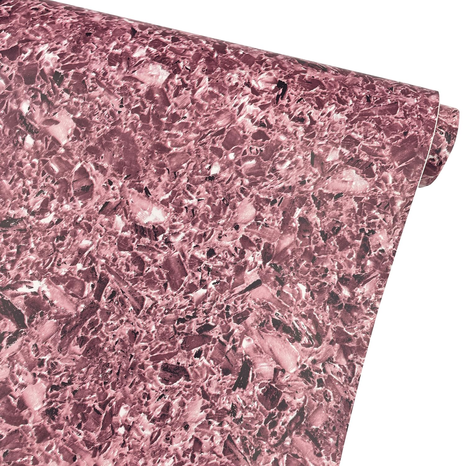 Yifely Purple Granite Marble Effect Furniture Paper Removable Vinyl Shelf Liner Cupboard Sticker 17.7 Inches by 9.8 Feet