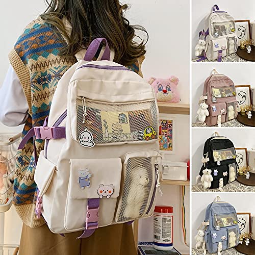 Kawaii Backpack with Kawaii Pin and Accessories Cute Kawaii Backpack for School Bag Kawaii Girl Backpack Cute (Blue)