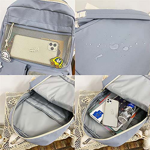 Kawaii Backpack with Kawaii Pin and Accessories Cute Kawaii Backpack for School Bag Kawaii Girl Backpack Cute (Blue)