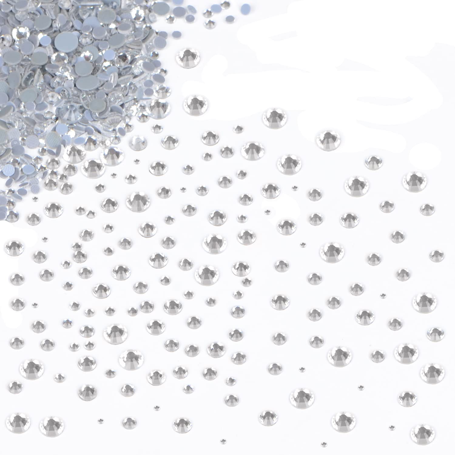 Massive Beads 6800pcs+ Flatback Glass Hotfix Iron On Rhinestones Crystal for DIY Making with 1 Tweezer & 1 Picking Pen for Shoes, Clothes, Face Art, Bags, Manicure (Clear Crystal, 6-Sizes)