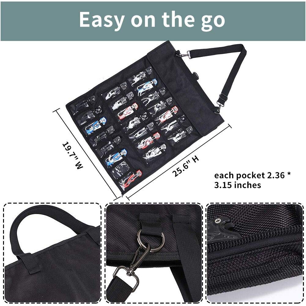 Oxford Pocket Knife Roll, Small Knife Carrying Case, Folding Knife Storage Pouch, Camping Knife Organizer Tote Caddy, Tactical Knife Collection Case Display Bag With 29 Slots
