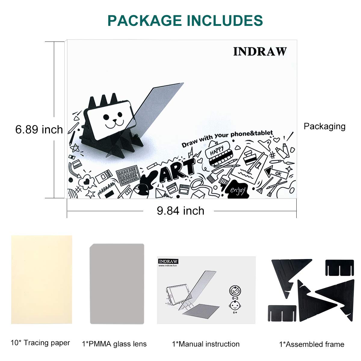 Yuntec Optical Drawing Board, Portable Optical Tracing Board Image Drawing Board Tracing Drawing Projector Optical Painting Board Sketching Tool for Kids, Beginners, Artists, etc
