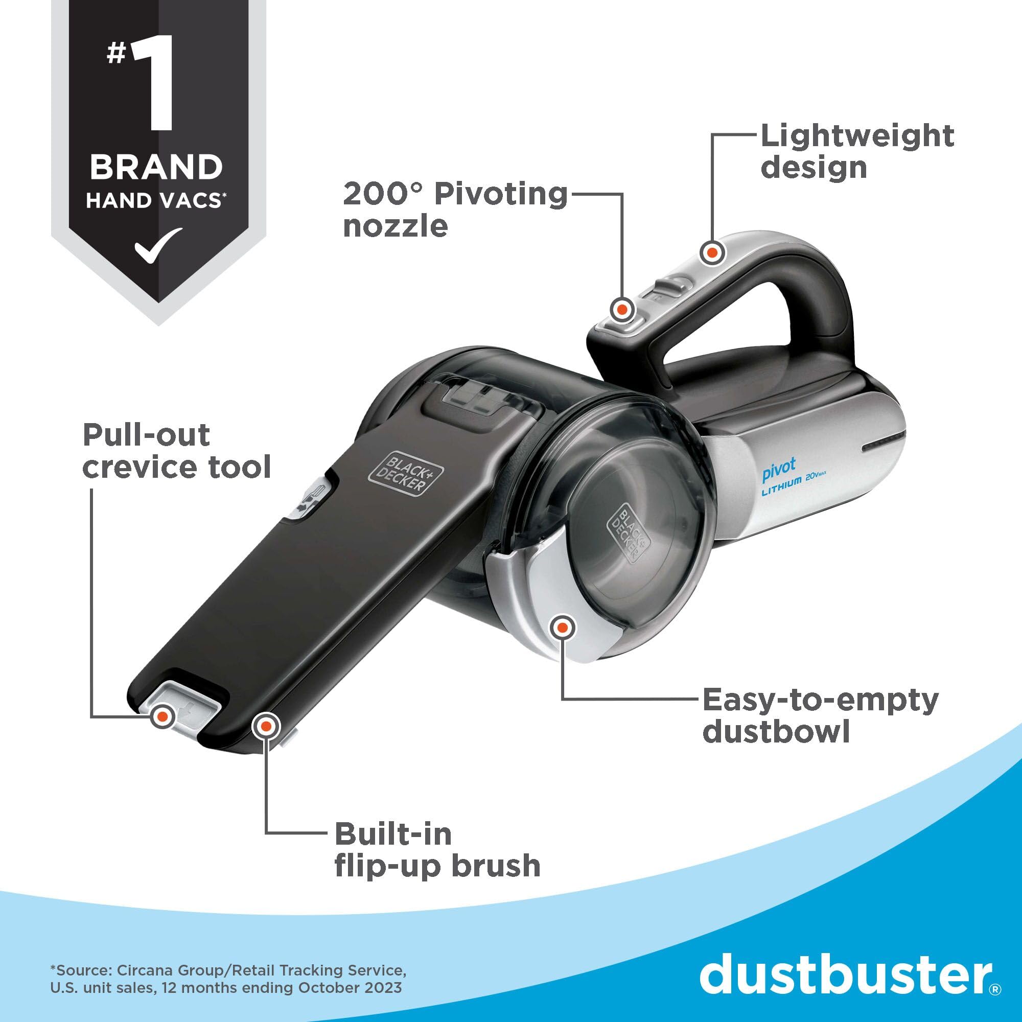 BLACK+DECKER 20V Max Handheld Vacuum, Cordless, Grey (BDH2000PL)