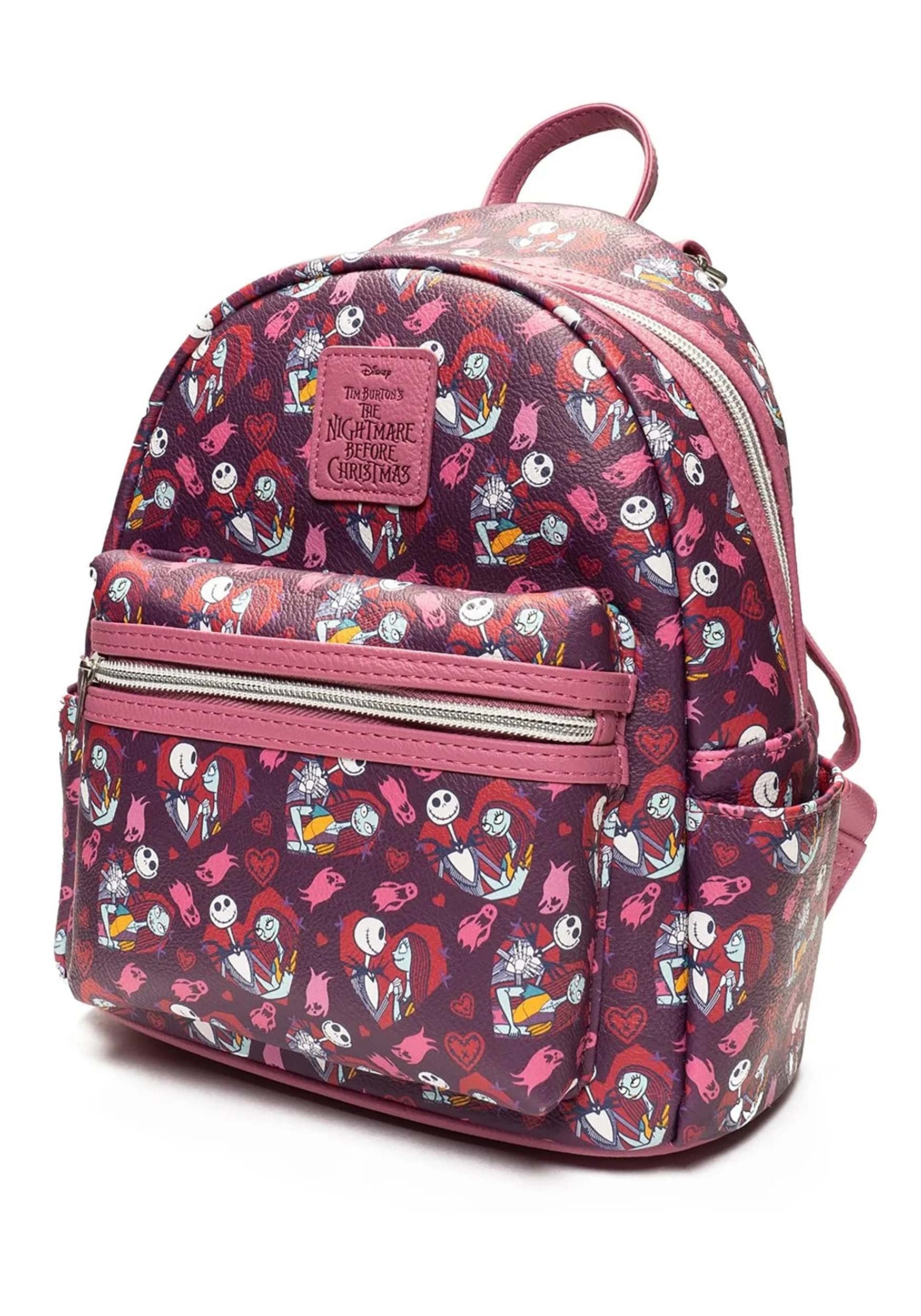 Loungefly The Nightmare Before Christmas Jack and Sally Hearts Mini Backpack