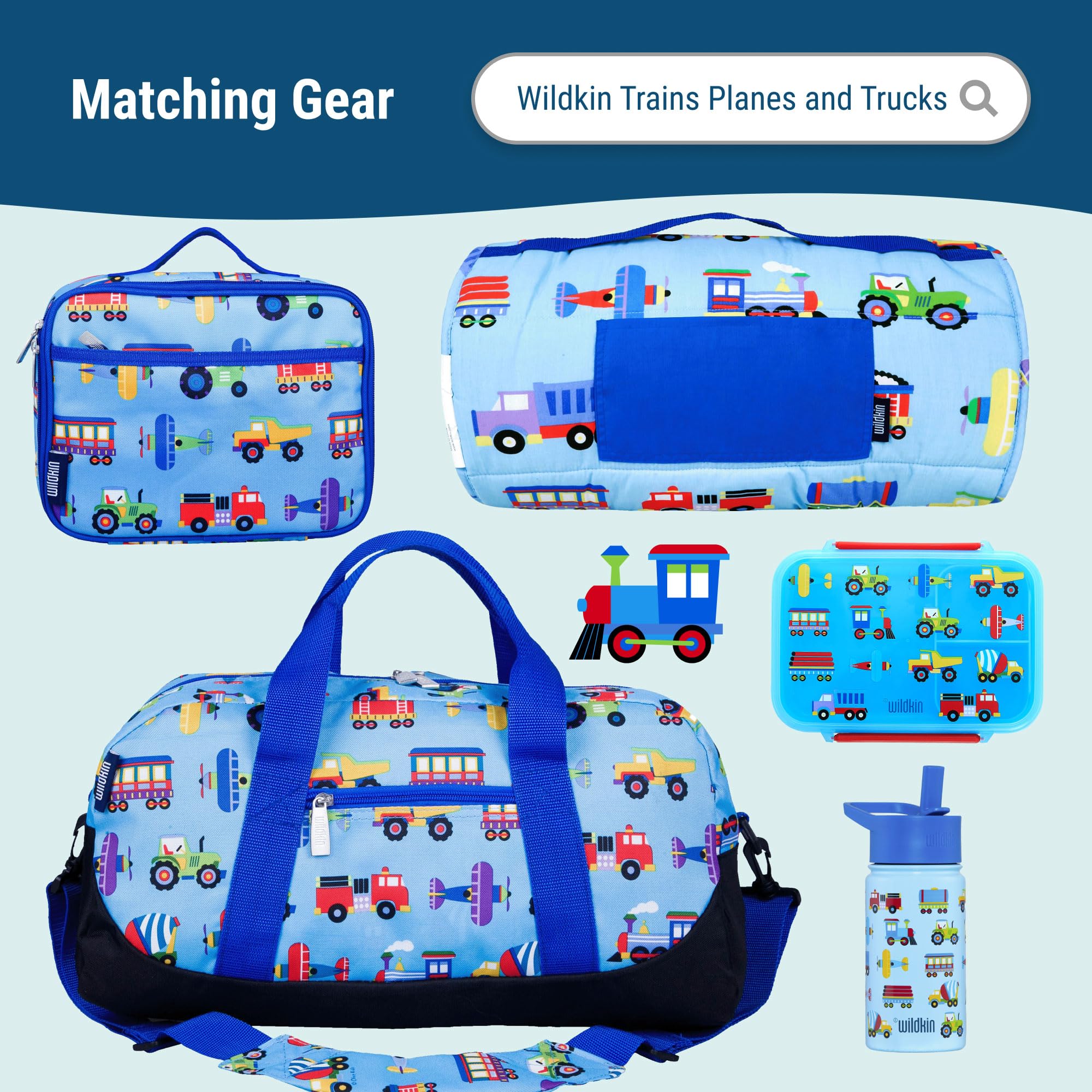 Wildkin 15-Inch Kids Backpack for Boys & Girls, Perfect for Early Elementary, Backpack for Kids Features Padded Back & Adjustable Strap, Ideal for School & Travel Backpacks(Trains, Planes, and Trucks)