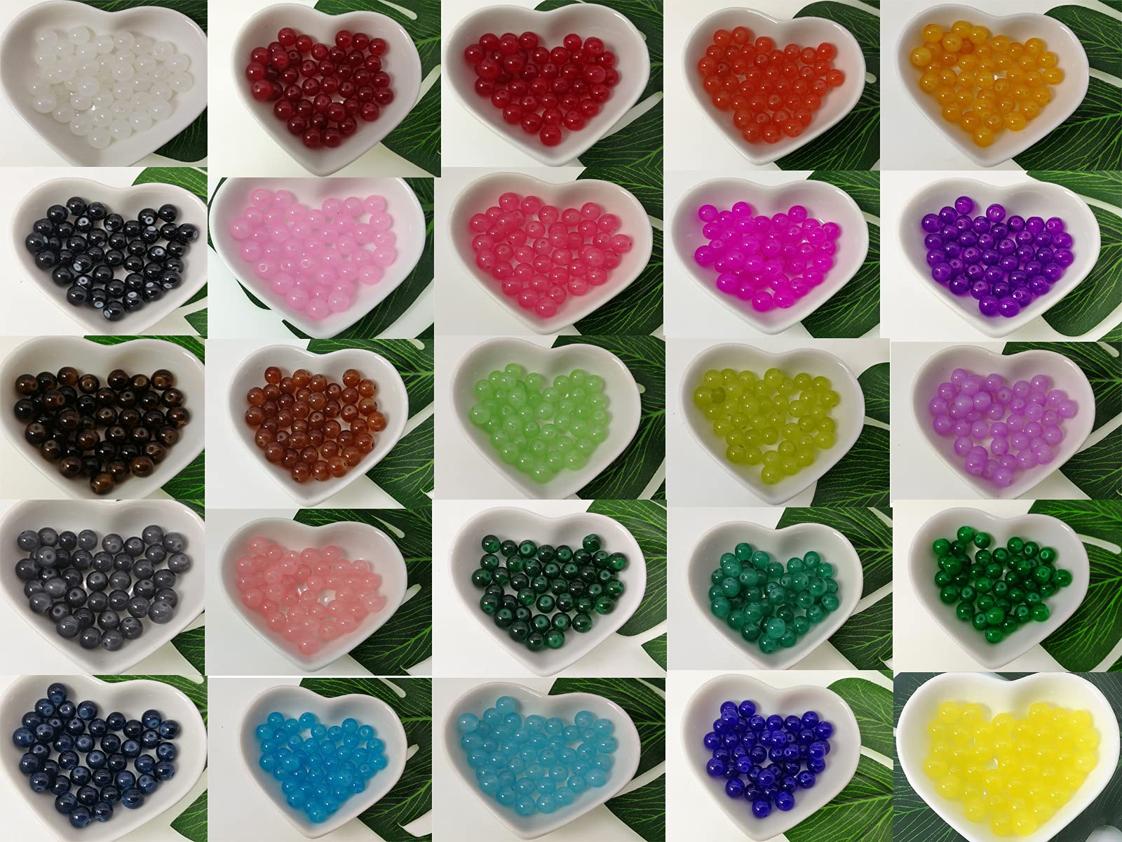Pamir Tong 1000PCS 8mm Glass Round Beads Bulk, Imitative Jade Beads, Bracelet Loose Beads for Jewelry Making Earring, Necklaces, and DIY Crafts (8mm)