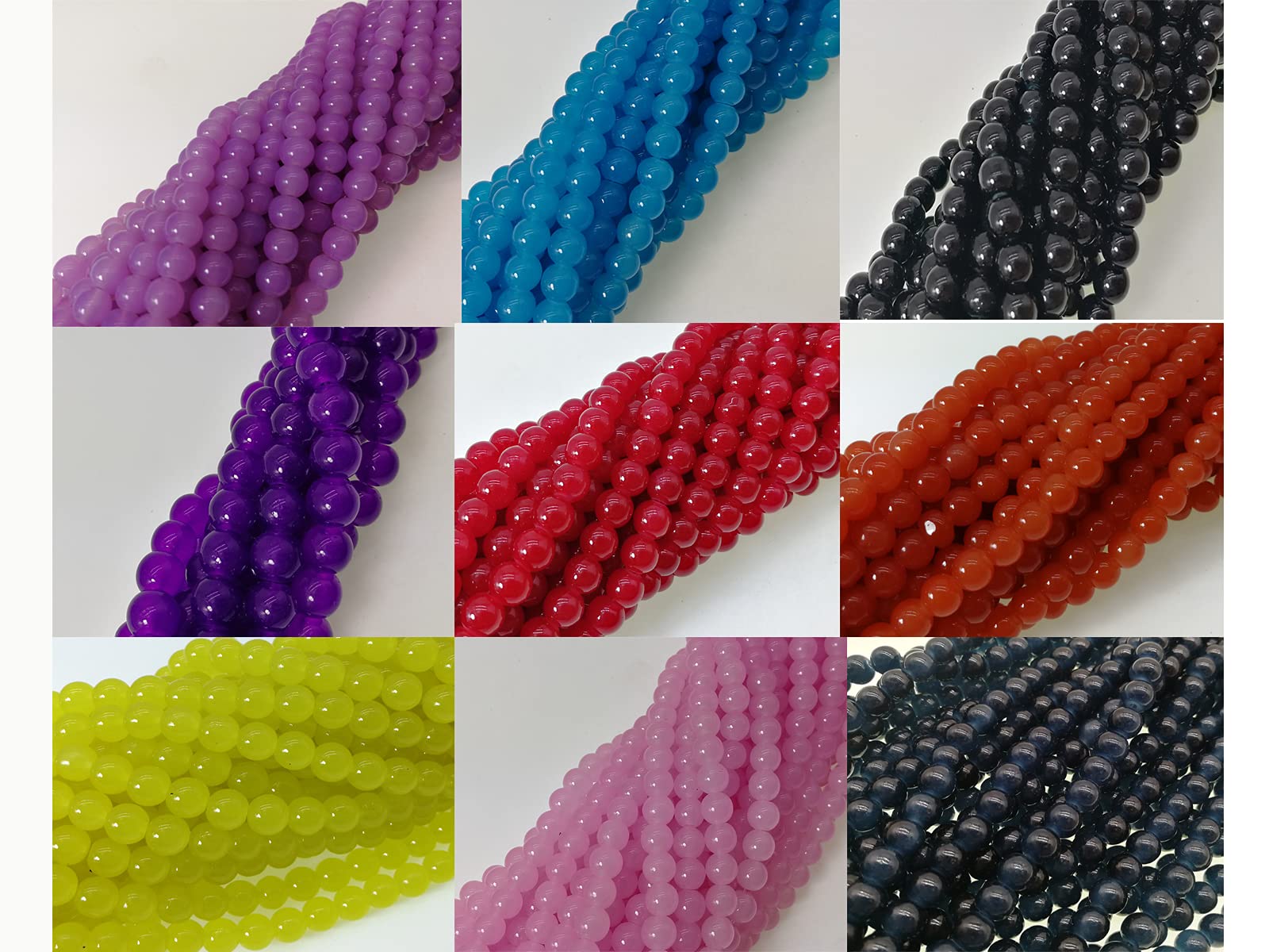 Pamir Tong 1000PCS 8mm Glass Round Beads Bulk, Imitative Jade Beads, Bracelet Loose Beads for Jewelry Making Earring, Necklaces, and DIY Crafts (8mm)