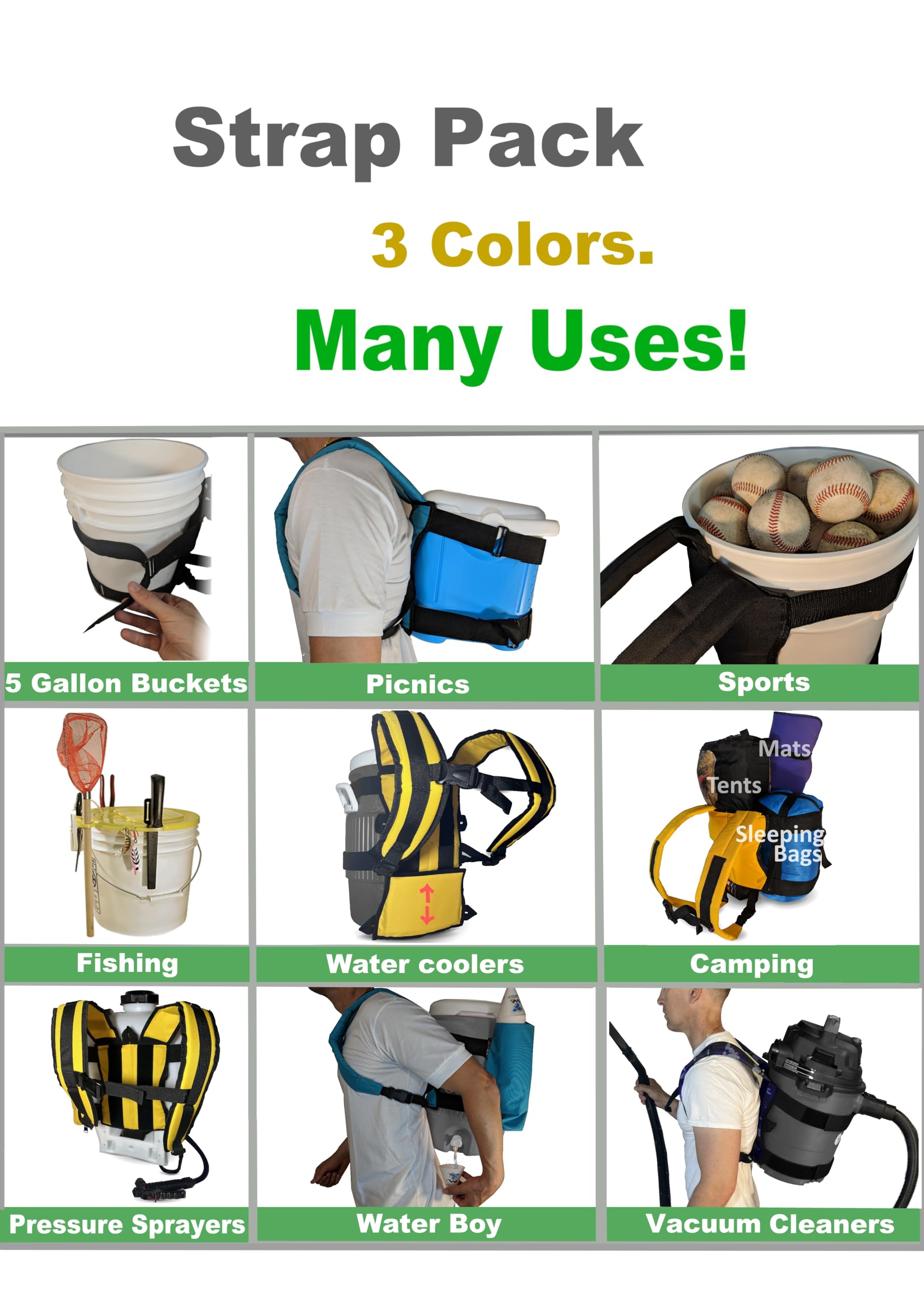 Backpack for 5 Gallon Buckets for Ice Fishing, Picking Apples and Sports