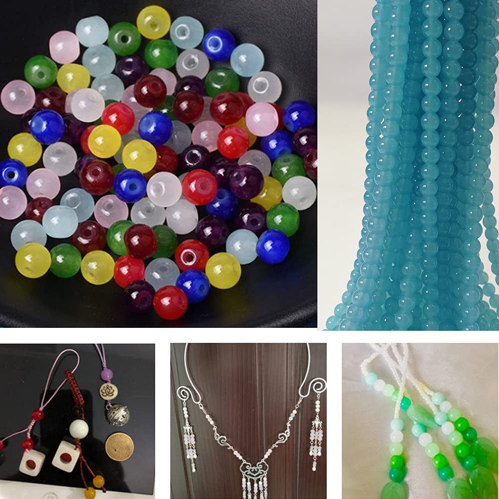 Pamir Tong 1000PCS 8mm Glass Round Beads Bulk, Imitative Jade Beads, Bracelet Loose Beads for Jewelry Making Earring, Necklaces, and DIY Crafts (8mm)