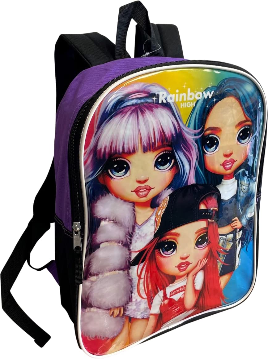 Rainbow High 15" School Backpack (Black-Purple)