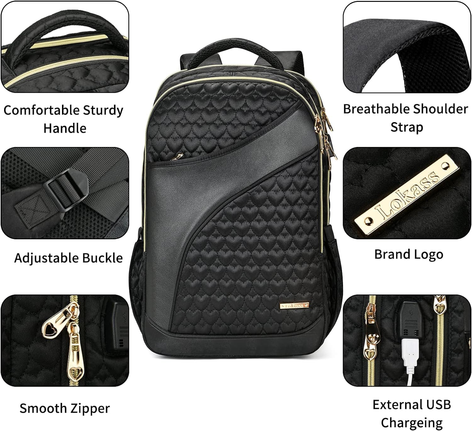 Laptop Backpack for Women, 17.3 Inch Girls College Students Backpack with USB Charging Port, Multi-layer Commuting Daypack Waterproof Rucksack for Staff Working/Teachers/Business (with Toiletry Bag)