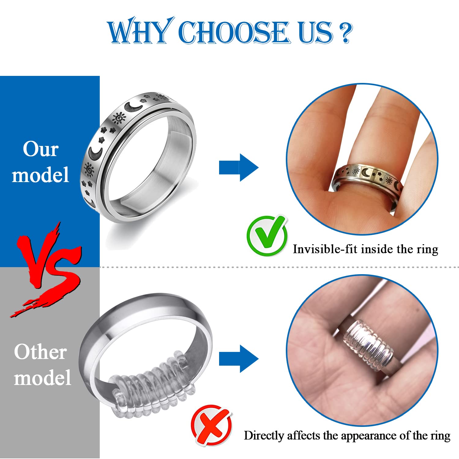 Ring Size Adjuster for Loose Rings Women 57pcs Invisible Transparent Ring Sizer Reducer Spacer Men Ring Fitter