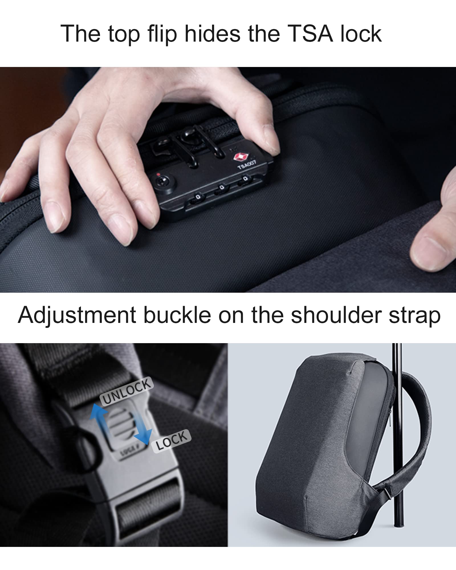 WINKING Laptop Backpack for Men Women - Laptop Backpack 15.6" Anti Theft Slim Business Backpack With USB Charging Port, Durable College School Backpack For Traveling, Hiking, Commuting, Black