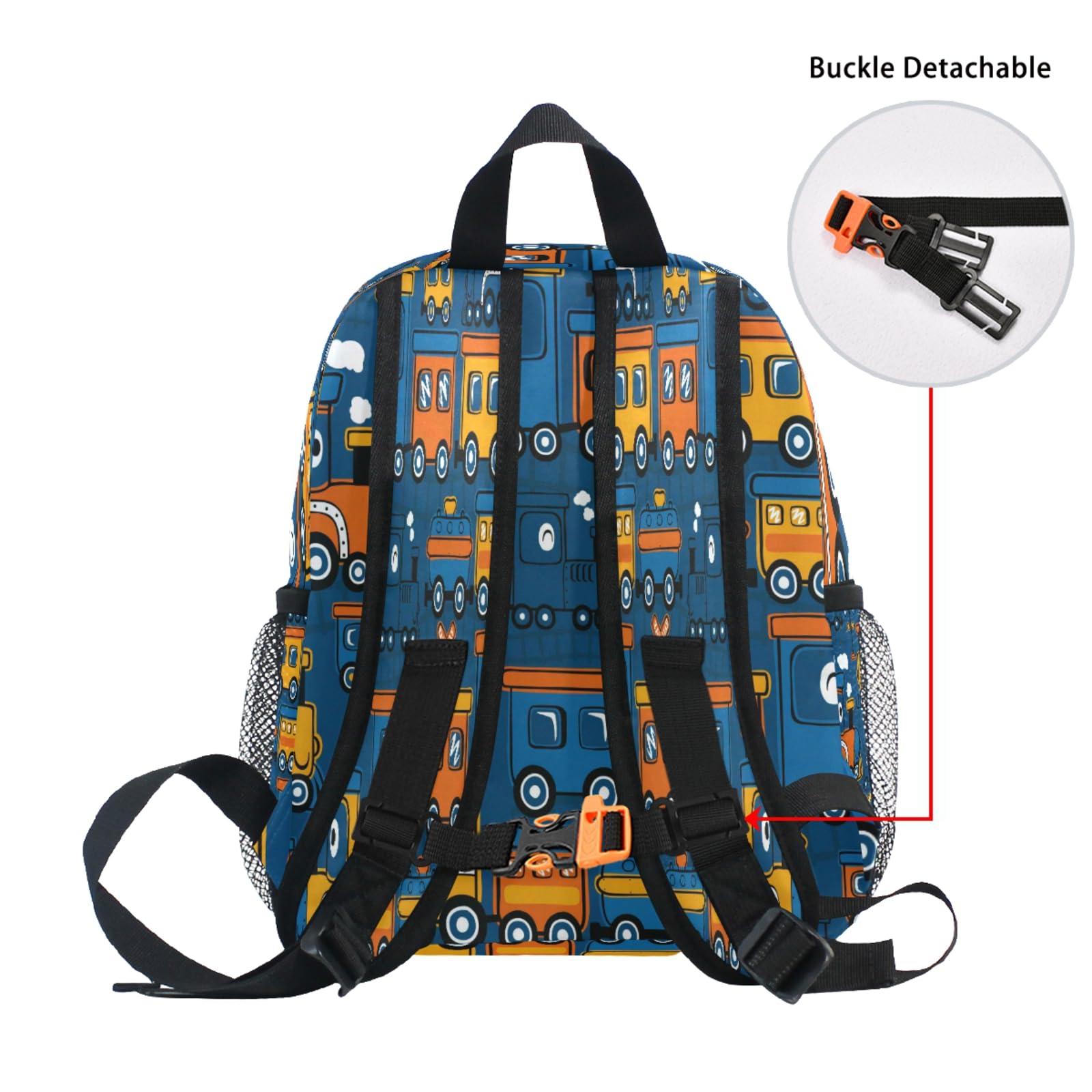 Funny Steam Train Toddler Backpack for Boy's/Girl's Cute Children Kindergarten School Book Bag with Chest Strap Cartoon Train