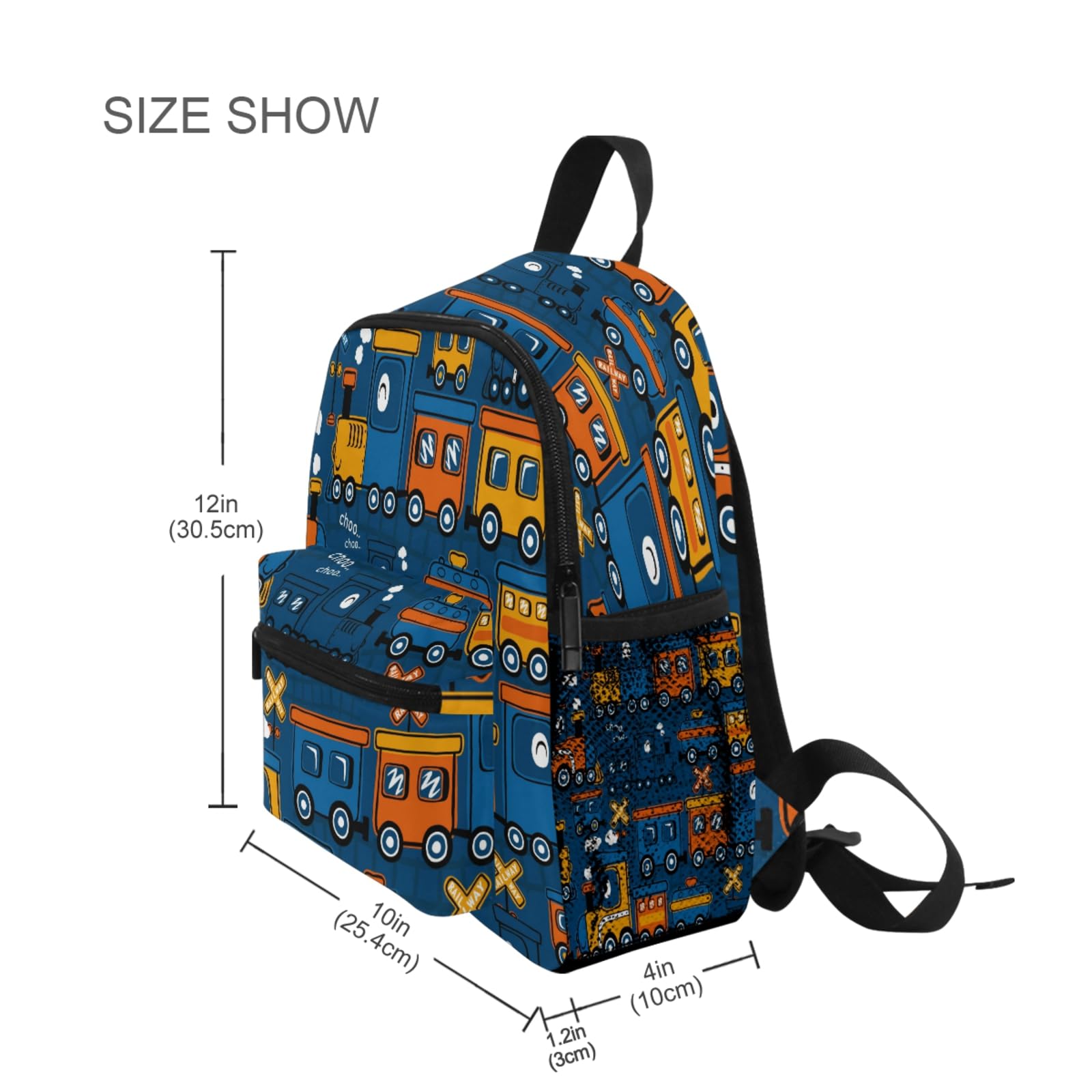 Funny Steam Train Toddler Backpack for Boy's/Girl's Cute Children Kindergarten School Book Bag with Chest Strap Cartoon Train