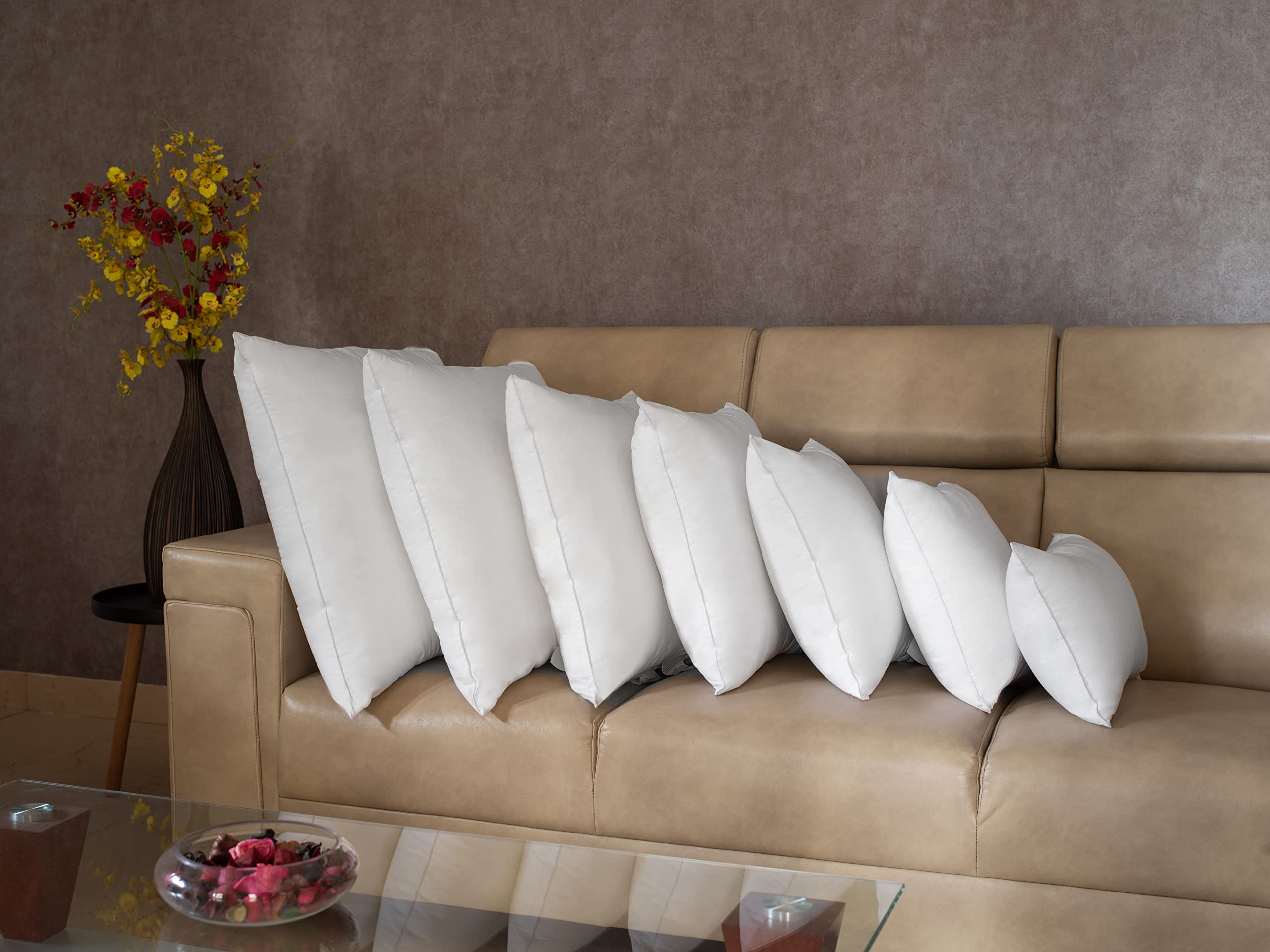 18 x 18 Throw Pillow Insert - Pack of 2 White Throw Pillows, Down Alternative Pillow Inserts for Decorative Pillow Covers, Throw Pillows for Bed, Couch Pillows for Living Room