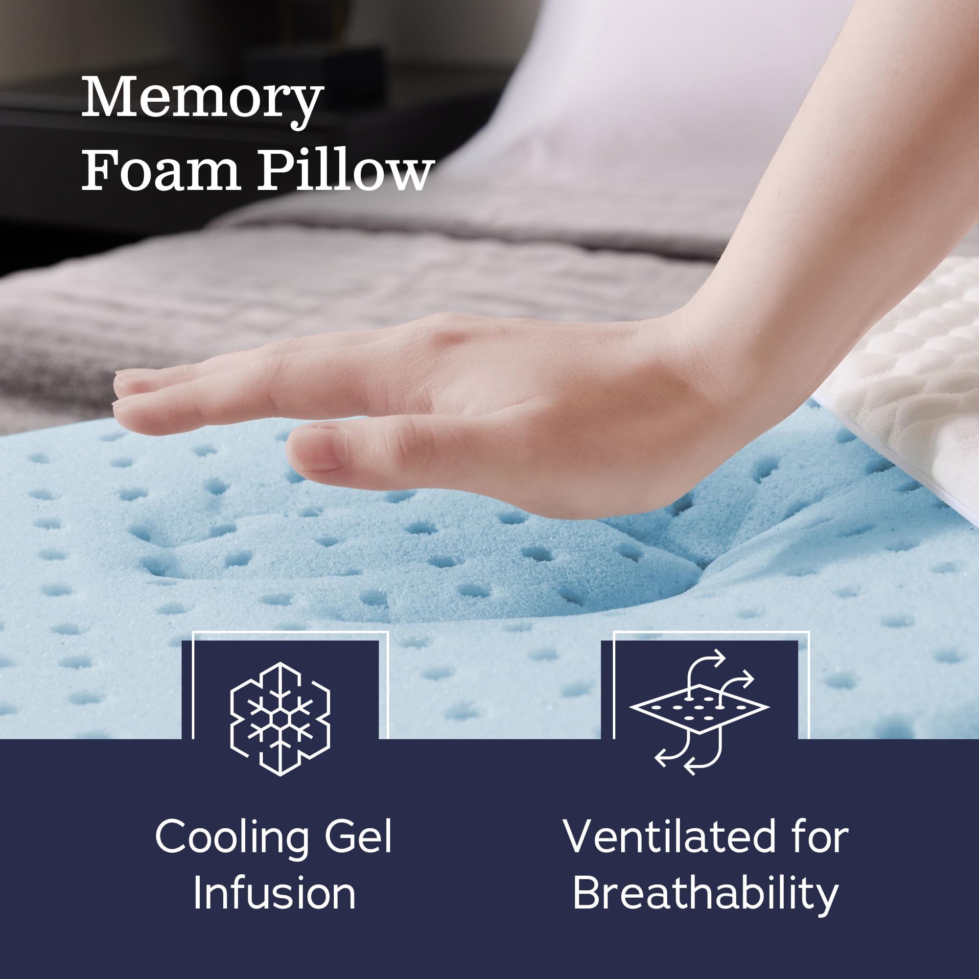Weekender Gel Memory Foam Pillow β 1 Pack Standard Size β Ventilated - Washable Cover White