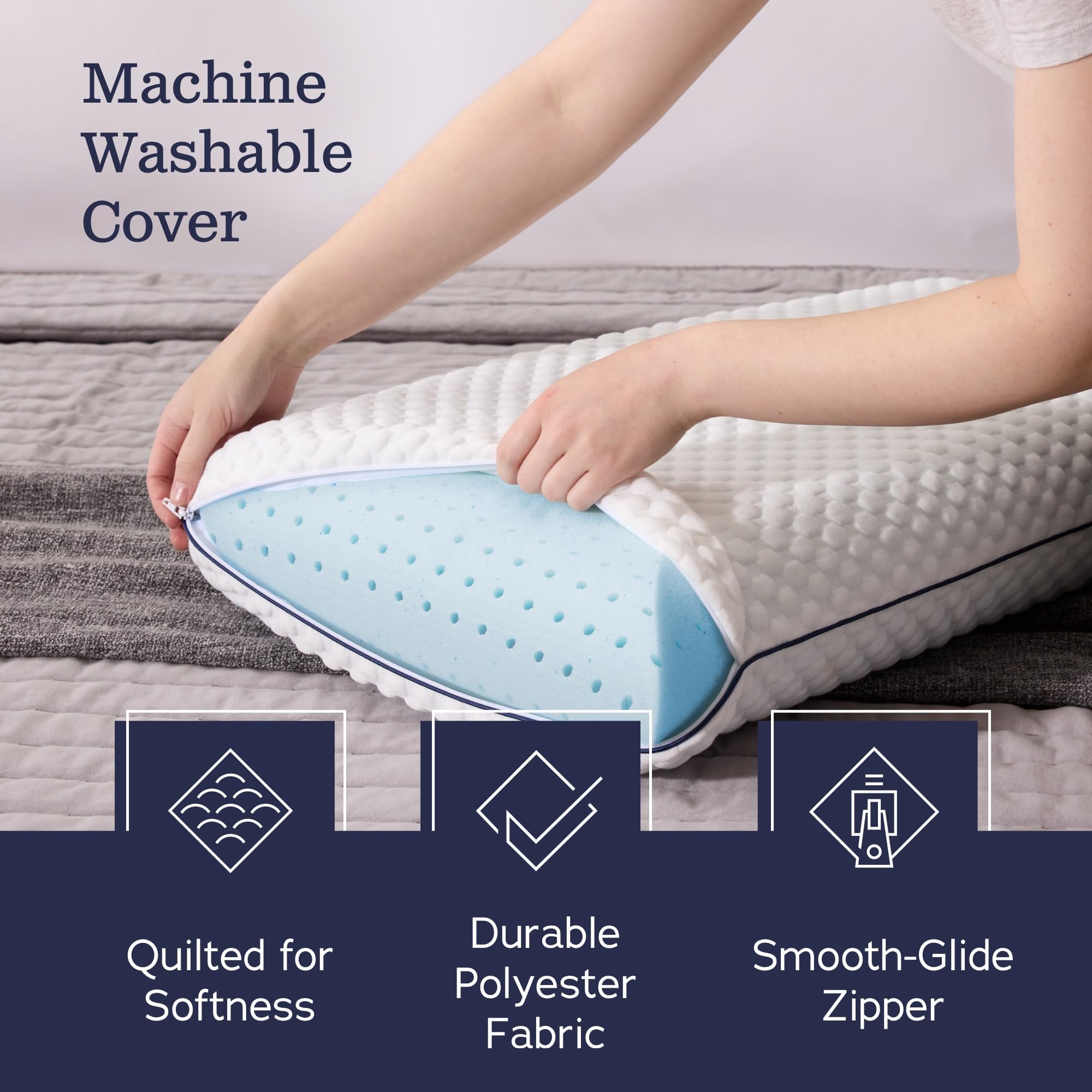 Weekender Gel Memory Foam Pillow β 1 Pack Standard Size β Ventilated - Washable Cover White
