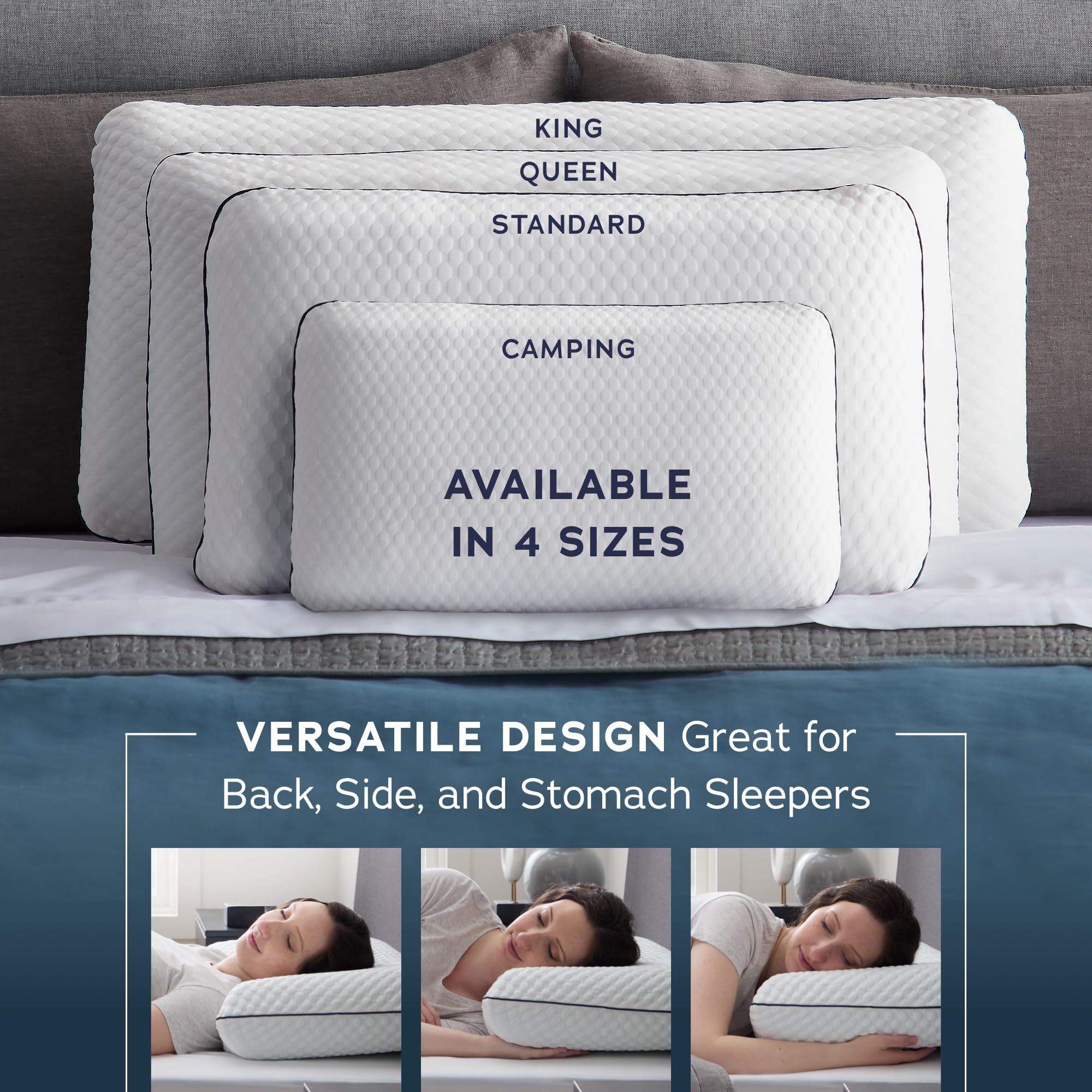 Weekender Gel Memory Foam Pillow β 1 Pack Standard Size β Ventilated - Washable Cover White