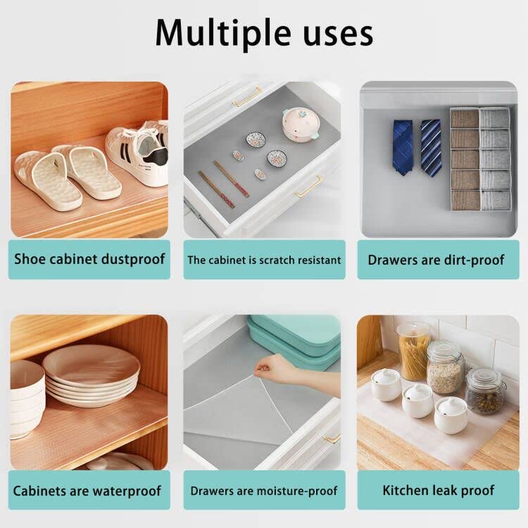 Shelf Liner,Drawer Anti-Slip Mat,Waterproof Clear Cabinet Liners,Non Adhesive Mat for Fridge, Bathroom, Kitchen, Drawers(11.8 Inchx59.05 Inch)