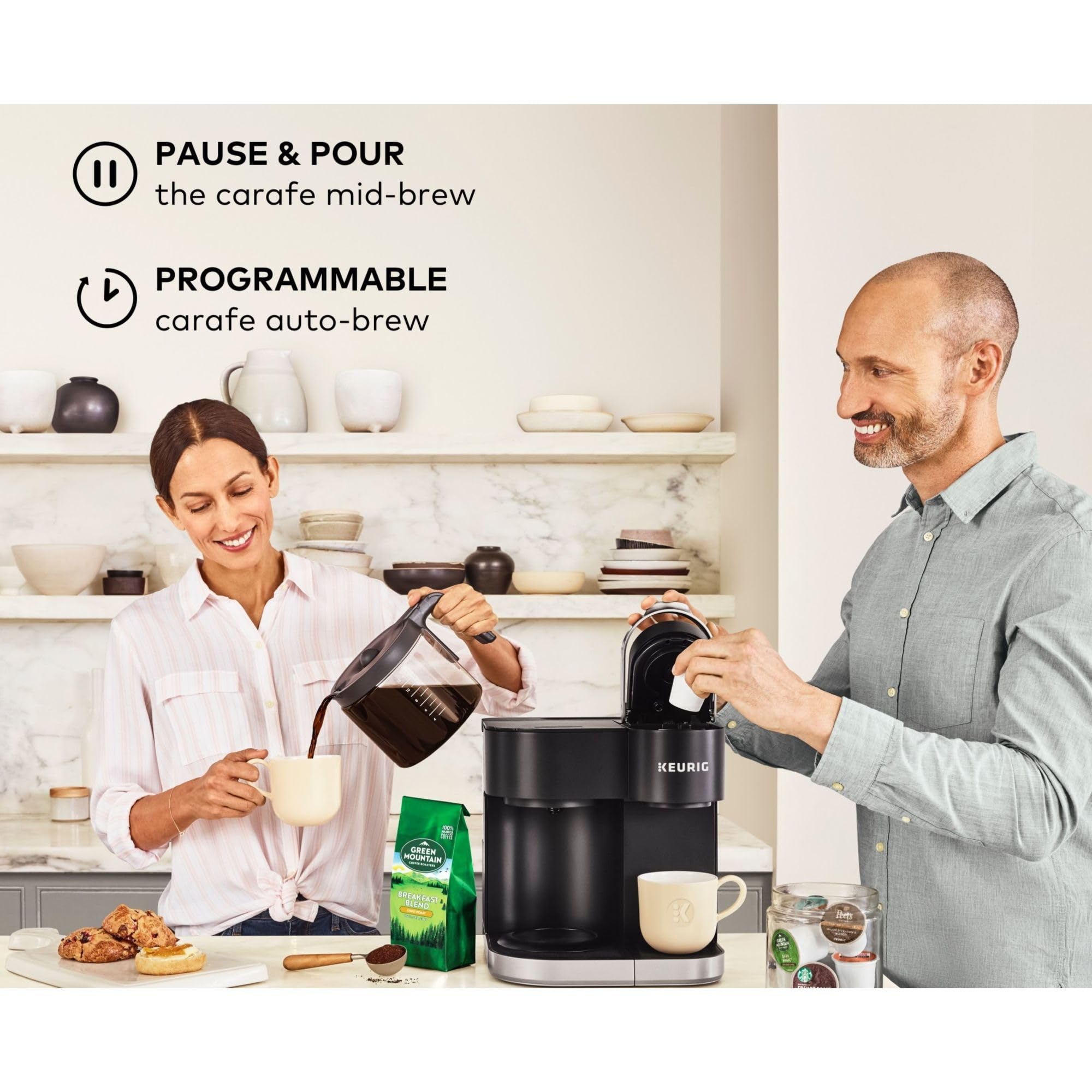 Keurig K-Duo Coffee Maker, Single Serve and 12-Cup Carafe Drip Coffee Brewer, Compatible with K-Cup Pods and Ground Coffee, Black