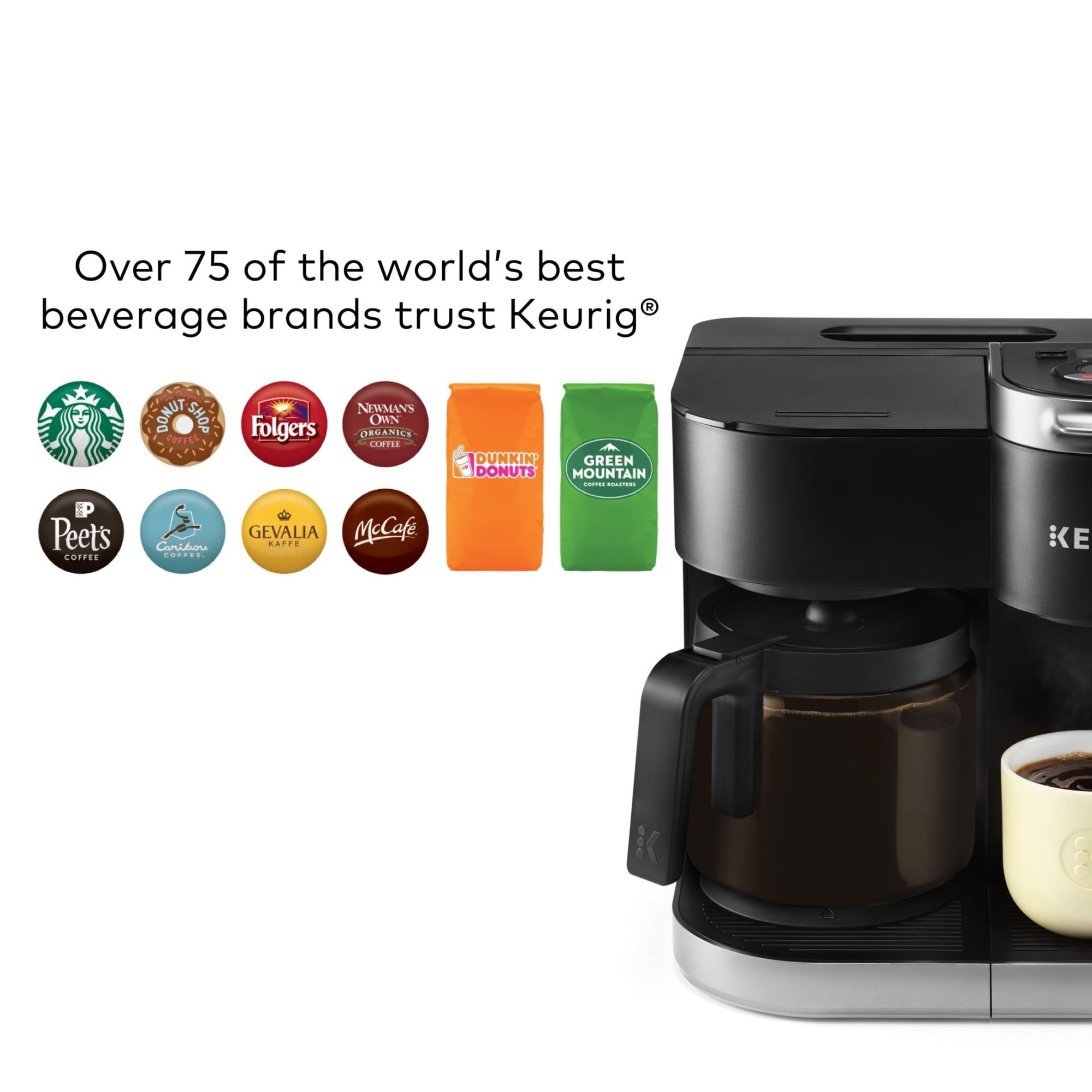 Keurig K-Duo Coffee Maker, Single Serve and 12-Cup Carafe Drip Coffee Brewer, Compatible with K-Cup Pods and Ground Coffee, Black