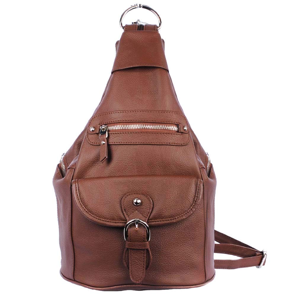 Roma Leathers Concealment Backpack - Premium Brown Cowhide Leather - Dual Entry Gun Compartment - YKK Locks - Metal Zippers - Convertible Straps - Multi Pocket Shoulder Bag - Designed in the U.S.A.