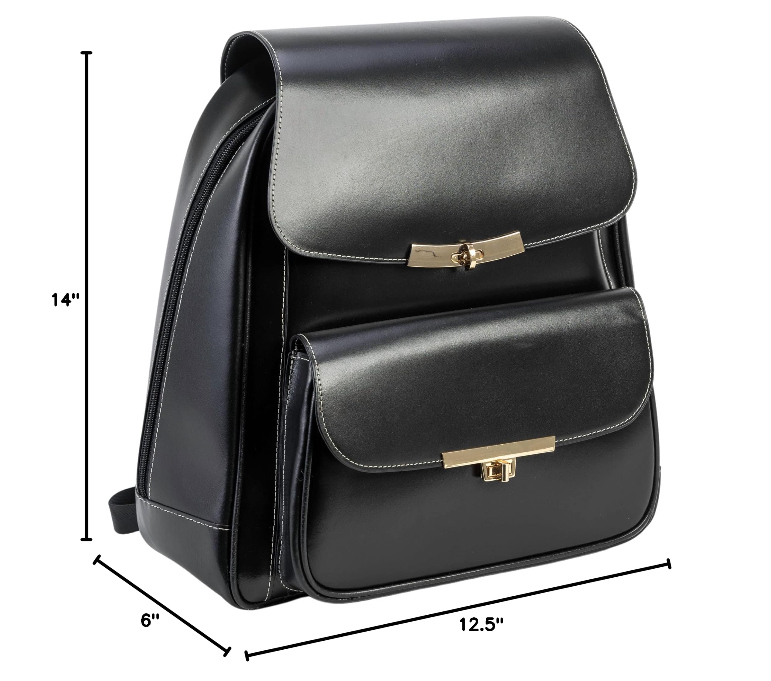 McKleinUSA Women's Leather Business Laptop Tablet Backpack, Black, Small