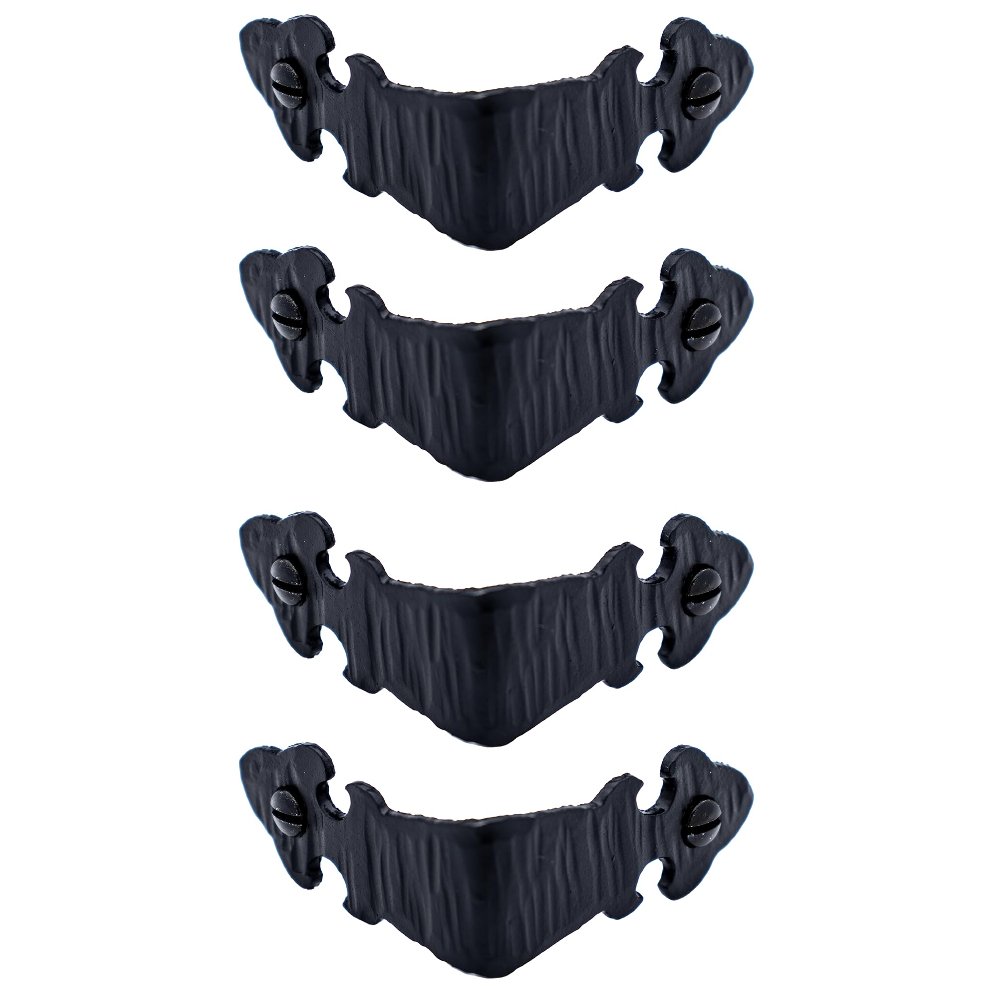 4 Pack 1.75 inch Metal Corner Protector - Black - Furniture Corner Hardware Corner Bracket Metal Embellishments for Wood Decorative Metal Trim The Iberian Series by Borderland Rustic Hardware